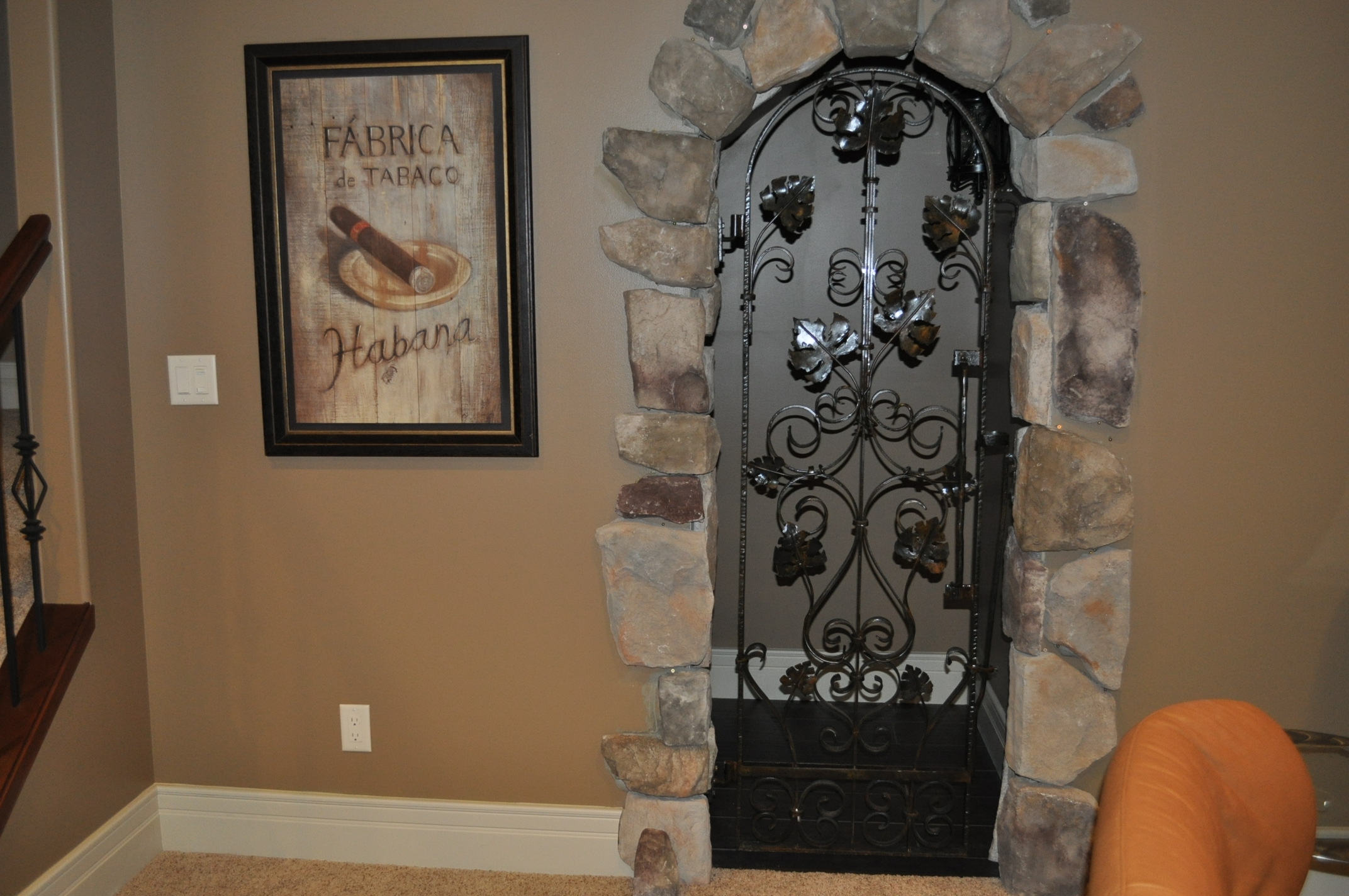 wrought iron, hand forged iron, wine cellar gate,